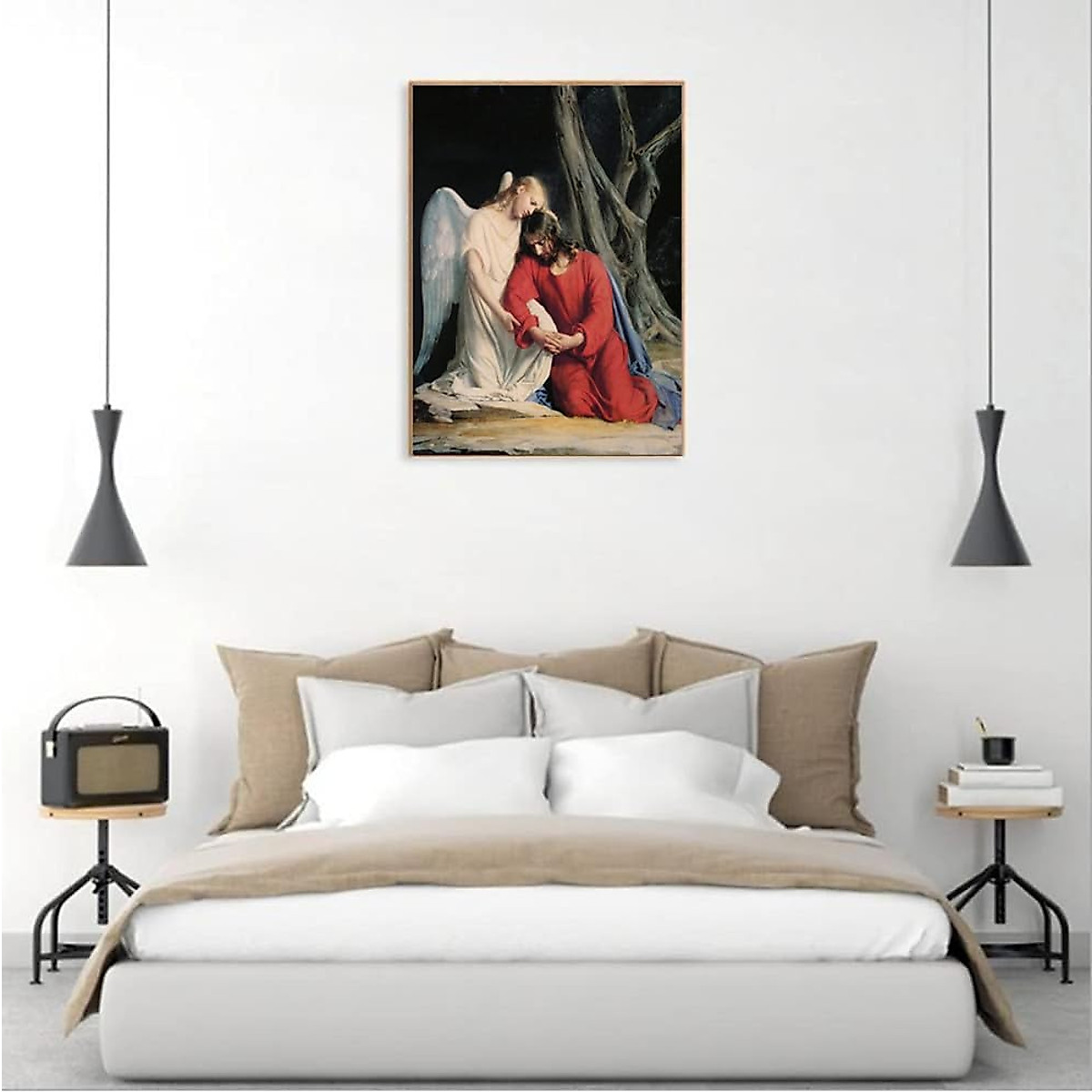 F-CANLAN Round Full Drill Diamond Painting Kit 5D Angel God Diamond Art Painting by Numbers Angel Wing Diamond Painting with Gem for Adult Beginner Jesus Diamond Painting Room Decor (12X16 inches)