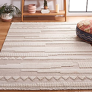 Safavieh Urban Collection 9' x 12' Ivory/Beige URB200A Moroccan Rustic Tassel Fringe Area Rug