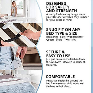 Bed Rail for Toddlers & Infants – Kids Bed Safety Guard rail –Toddler Bed Rails for Twin, Full Size, Queen &King Mattress – baby bed rail For children – Extra Long Crib rail Guard -White (59L19.5H in)