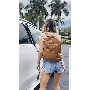 RUSTIC TOWN Mothers Day Gifts Leather Backpack Purse for Women - Washed Leather Multipurpose Laptop Handbag, College Bookbag Camping Daypack Fashion Shoulder Travel Bag