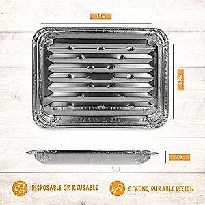 Plasticpro Aluminum Grill Pans, Broiler Pans, Grill Liners, Durable with Ribbed Bottom Surface for BBQ, Grill, Texture Disposable,Pack of 10