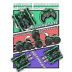 MARVTOWN Amphibious Remote Control Car, 4WD 2.4GHz Waterproof RC Car with 360° Flip and Low Battery Alarm, All Terrain Water Beach Pool RC Boat Toy for Boys and Girls of Age 6-12