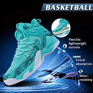 CJSPORX Men Women Basketball Shoes Breathable Non Slip Outdoor Fashion Sneakers Blue-3 Size 7