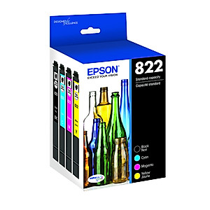 EPSON T822 DURABrite Ultra -Ink Standard Capacity Black & Color -Cartridge Combo Pack (T822120-BCS) & T822 DURABrite Ultra Ink Standard Capacity Black Cartridge (T822120-S)