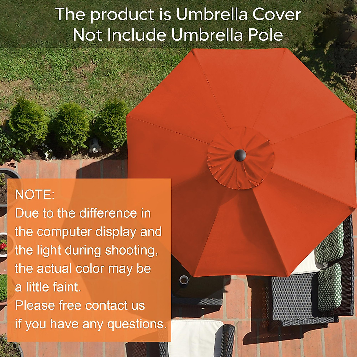 EliteShade USA 9FT Patio Umbrella Replacement Covers 8 Ribs Market Umbrella Canopy Cover (CANOPY ONLY) (Rust)