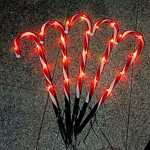 Christmas Candy Cane Lights,10 Pcs Candy Cane Solar Led Lights， Garden Path Decorations Solar Outdoor Light Suitable， for Home New Year and Christmas Decor