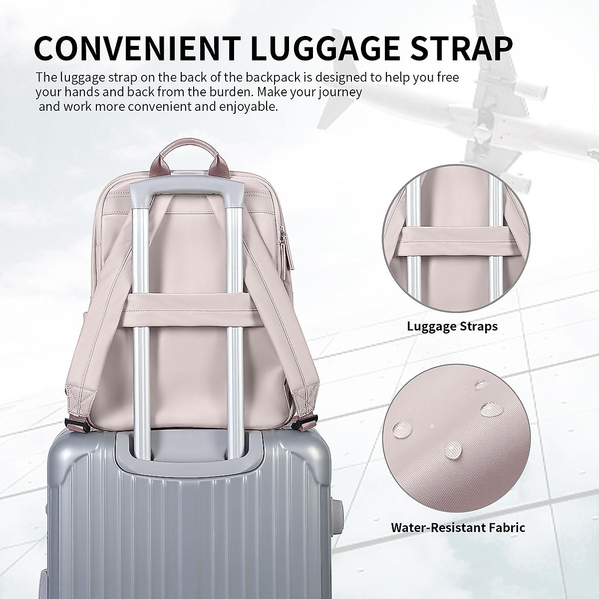 GOLF SUPAGS Carry on Backpack Expandable Travel Backpack for Women Student Lightweight Daypack Fits 15 Inch Notebook