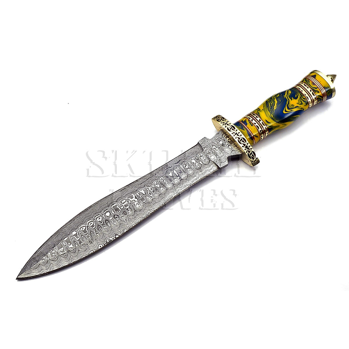 Skokie Knives Custom Hand Made Damascus Steel Hunting Knife Handle Acrylic