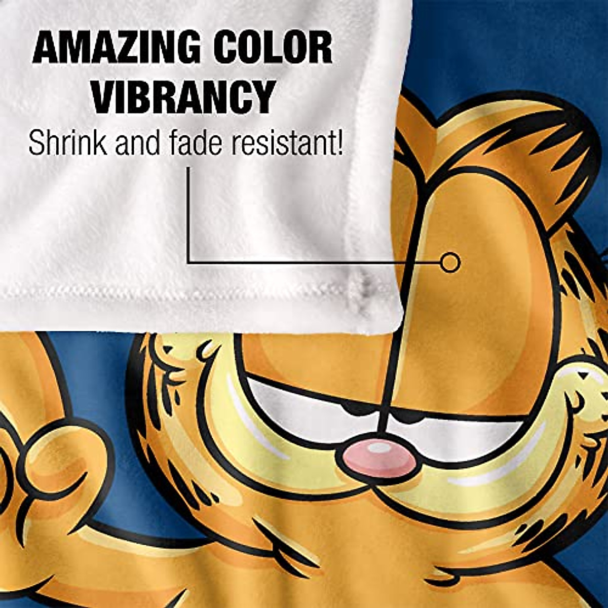 Garfield Blanket, 50"x60", Never Ever Wrong Silky Touch Sherpa Back Super Soft Throw