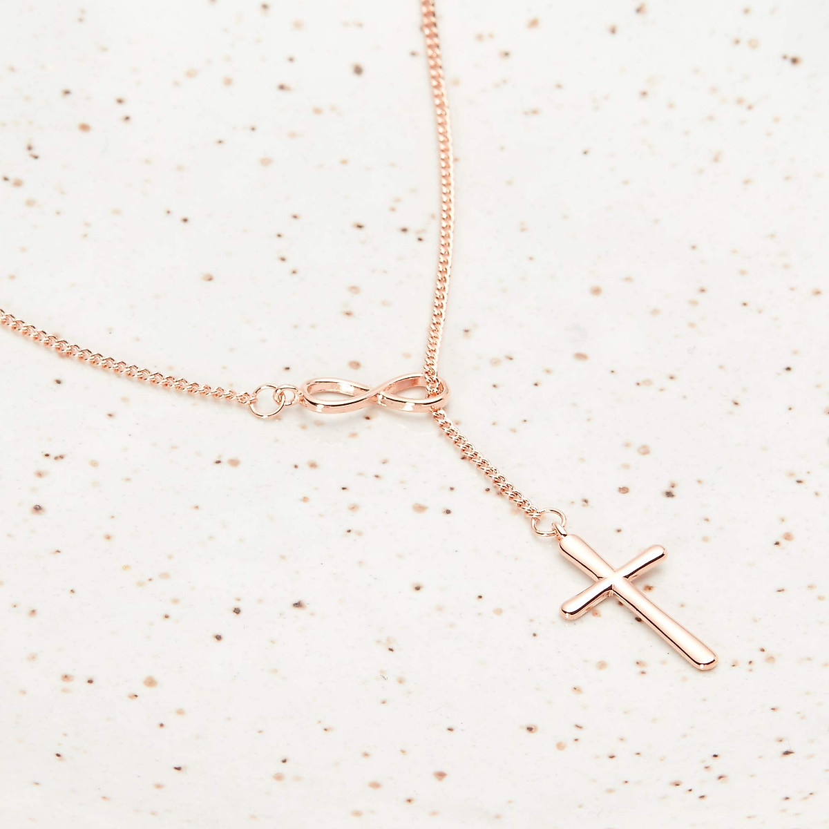 Dear Ava Infinity Cross Necklace For Women - Modern Jewelry Pendant Love - Retirement Farewell gifts for Teacher Coworker Colleague Office Friend Boss Rose Gold