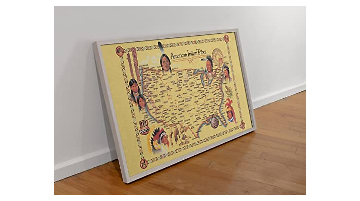 Native American Tribes Map Wall Art - Cultural History Poster 18x12