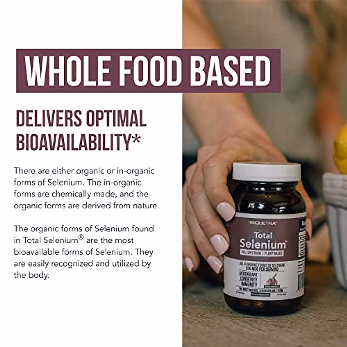 Total Selenium - 200 mcg, Plant-Based Selenium - Full Spectrum, Contains 4 Essential Organic Forms of Selenium Including Selenomethionine - Derived from Garlic - 60 Capsules