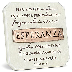 Lighthouse Christian Products Esperanza (Hope) Sandstone 3.75 x 3.75 Cast Stone Bronze Title Bar Plaque