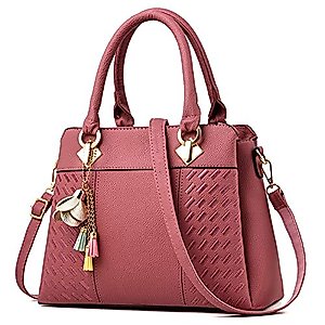 Poxas Womens Crossbody bag Purses Top Handle Shoulder Bags Plus Handbags Wallet (Pink)