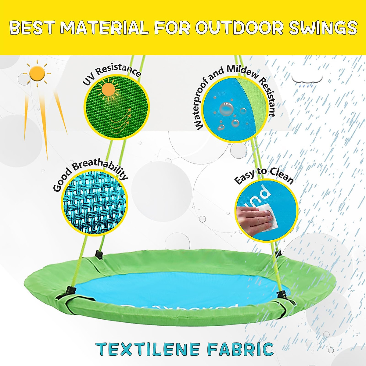 SkyBound Tree Swing Saucer Swing - 600LB Weight Capacity - Outdoor Swing with Hanging Straps - Waterproof Tree Swings for Kids - Tire Swings for Trees - Durable Flying Swing Seat for Children