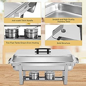 BriSunshine 4 Packs 8 QT Chafing Dish Buffet Set, Stainless Steel Rectangular Buffet Warmer for Parties with Foldable Frame Pans Lids, Full Size Chafing Dishes Food Warmers for Buffet Weddings Events