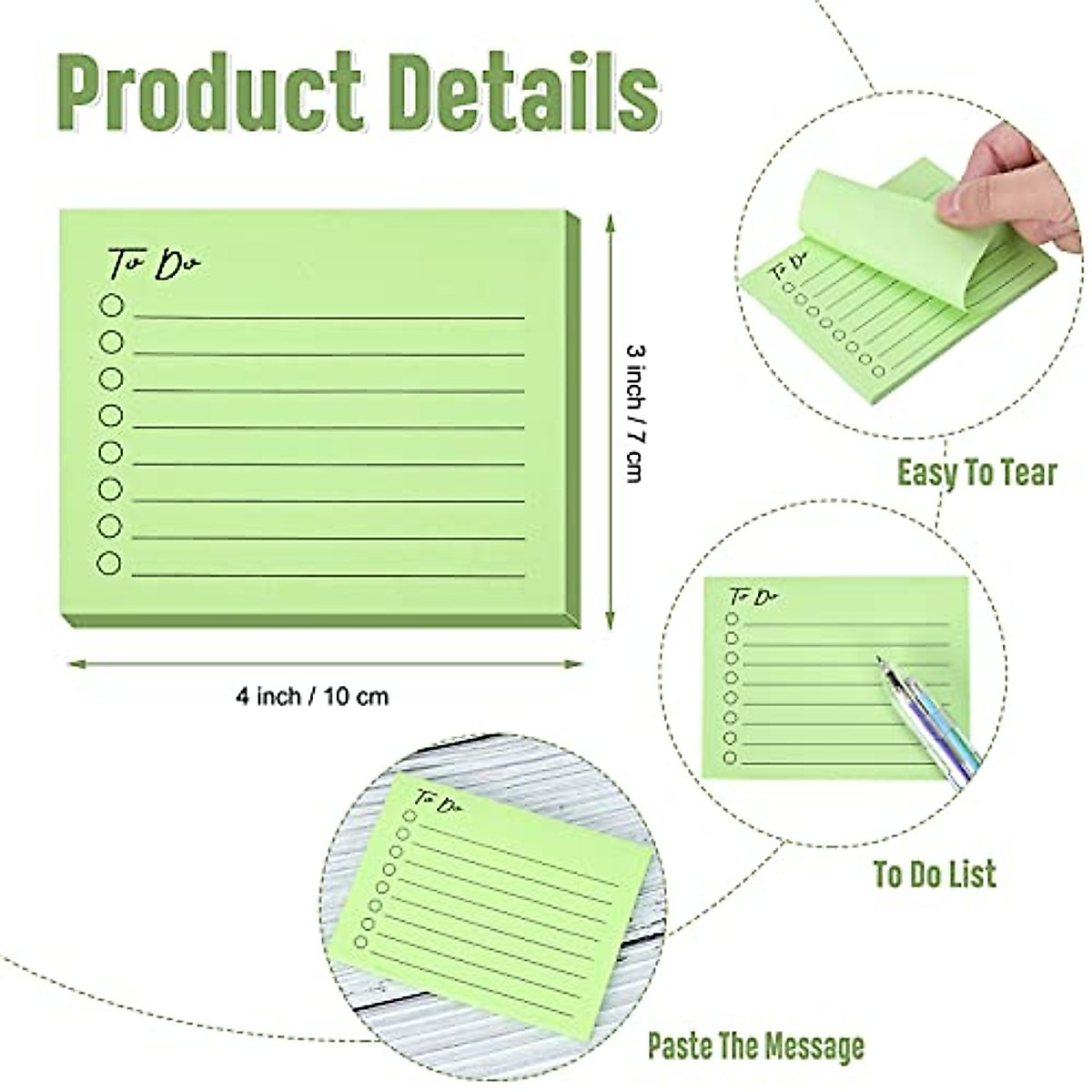 EOOUT 10 Pack to Do List Sticky Notes, 500 Sheets Self-Stick to Do Sticky Notes with Line, 3x4 Inch Adhesive Memo Sticky Notes Notepad Bulk, Home Office School Planner Reminder Supplies