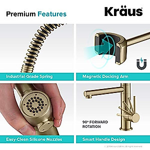KRAUS Artec Pro 2-Function Commercial Style Pre-Rinse Kitchen Faucet with Pot Filler in Brushed Gold, KPF-1603BG (Pack of 3)