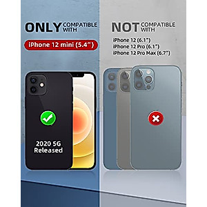 WIFORT iPhone 12 Mini Waterproof Case Built-in Screen Protector Water Resistant Cover Protective Drop Protection Hard, Shockproof Full Body Defender Tough Military Grade - 5.4" Black