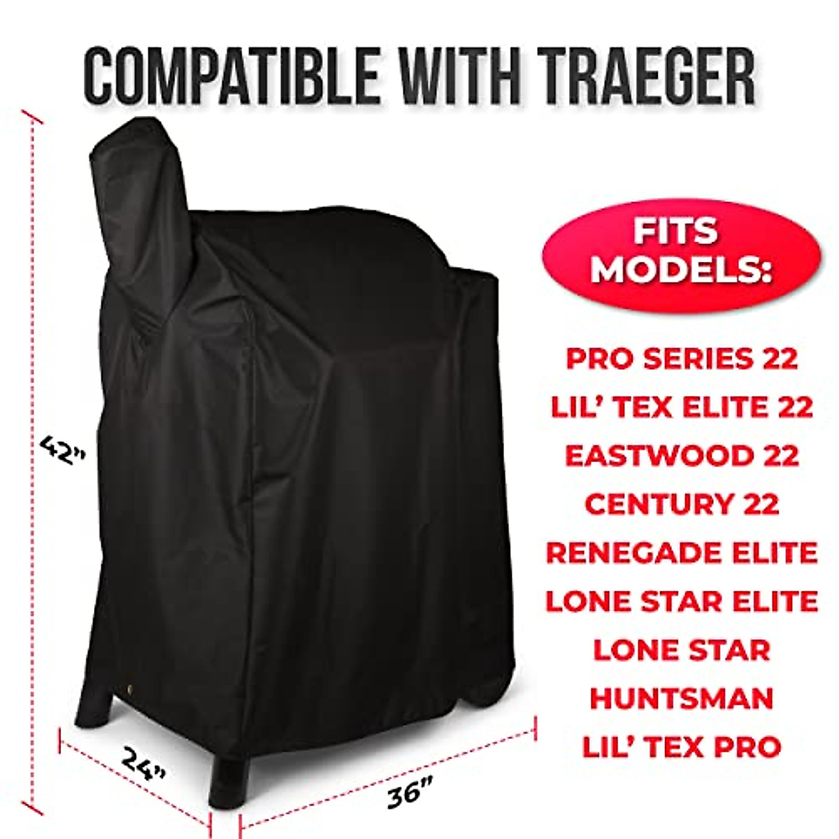 Grillman Grill Cover for Traeger 22/575 Series - Traeger Grill Cover, Traeger Grill Accesories, BBQ Grill Cover, Traeger Pro 22 Cover, Z Grill Cover - BBQ Covers Waterproof Heavy Duty Grill Covers