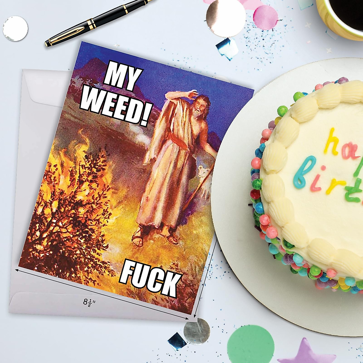 NobleWorks - Big Funny Birthday Greeting Card 8.5 x 11 Inch with Envelope (1 Pack) Large Jumbo Bday Moses' Bush J4300