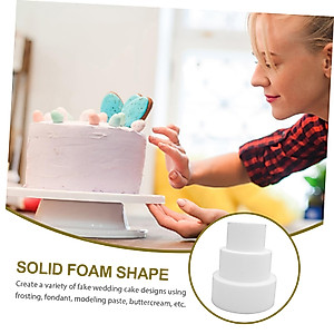 HEMOTON 3pcs Wedding Cake Stands Wedding Decor DIY Crafts Rotating Cake Stand Wedding Ceremony Decorations Practicing Cake Dummies Compact Cake Model White to Rotate Round Tool Foam