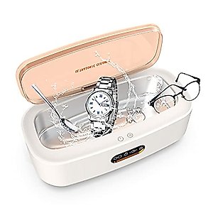 Venussar Ultrasonic Cleaner, Sonic Jewelry Cleaning Machine 300ML, 45kHz Professional Ultrasonic Jewelry Cleaner Machine for Glasses, Jewelry, Watches, Dentures, 4 Gear Adjustable (White)