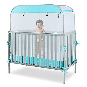 Porayhut Portable Baby Crib Net Safety Mesh Tent,Pop up Infant Mosquito Net, See Through Canopy Netting Cover for Baby&Toddler to Keep Baby from Climbing Out.