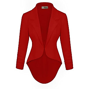 Womens Casual Work High Low Blazer Jacket JK45590X 1073T RED 1X