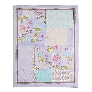 CribMATE 2 PCs Pink Butterfly Themed Nursery Crib Bedding Set 2 PCs Purple Butterfly Nursery Crib Bedding Set Embroidery Butterfly Baby Girl Bedding Cot Set Quilt + Fitted Sheet, 28 X 52