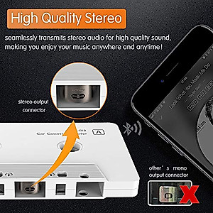 Arsvita Car Audio Bluetooth Cassette Receiver, Tape Player Bluetooth 5.0 Cassette to Aux Adapter