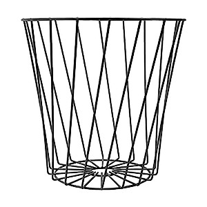 Zerodeko Trash Garbage Can Wastebasket Rustic Metal Wire Hollow Litter Rubbish Container Bin for Bathroom Bedroom Kitchen Home Office Black
