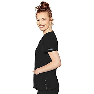 Med Couture Women's 'Peaches Collection' Rangal Scrub Top, Black, Large