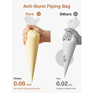 Kootek Piping Bags Disposable 16 Inch 100pcs with EBook, Anti Burst Thicken Pastry Bags, Icing Piping Bags for Cookie Cake Frosting Decorating Baking Supplies