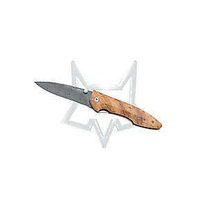 Fox Knives 456/2DOL Liner Lock 456-2DOL Pocket Knife Stainless Damasteel and Olive Wood