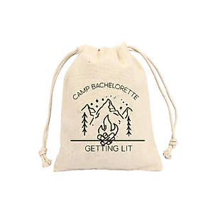 Camp Bachelorette Getting Hitched Gift Bags, Bridal Shower, Bridesmaid Pouches With Drawstring, Party Wedding Favors, Supplies, Decoration - 10 Pcs per Pack (Camp bachelorette getting lit)