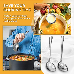 Serving Utensils Set for Partie, Silver Stainless Steel Metal Serveware Large Serving Spoons, Slotted Spoons, Forks, Tongs, Soup and Skimmer Spoon, Cake Server for Buffet, Catering, Entertaining 15pcs