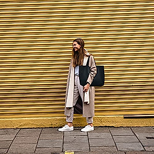 Black Canvas Tote Bag with Zipper, KOOLMOX 17x14'' 12Oz Thick Canvas Bag with Handles and Flat Bottom, Women Girl Men Grocery Shopping Bag Canvas Cotton Totes Sublimation Bags to Personalize Customize