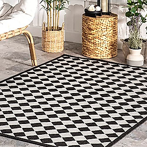 nuLOOM Valery Checkered Indoor/Outdoor Area Rug, 5' x 8', Black and White