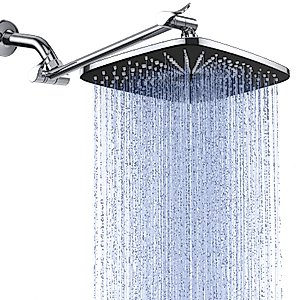 Veken Rain Shower Head, 11.8 Inch Large Rectangular Rainfall Showerhead, Adjustable Stainless Steel 11 inch Extension Arm, Detachable Waterfall Rain Fall Showerheads with Anti-Clog Nozzles, Chrome