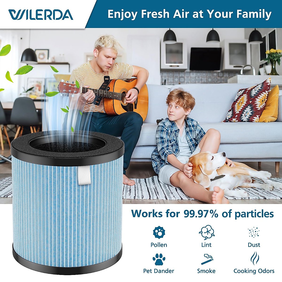 MJ002H Replacement Filter Compatible with POMORON MJ002H Air Purifiers, H13 True Hepa Filter, Activated Carbon, High Performance 4-Layer Filter, Compared Part #MJ002H-RF, 2 Pack