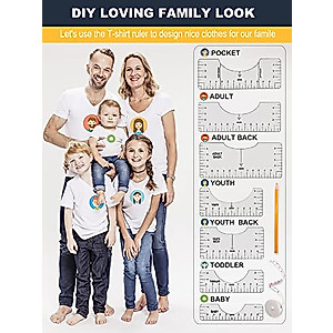 9 Pcs Tshirt Ruler Guide for Vinyl Alignment and Sublimation Blanks,Craft Sewing Supplies Accessories Tools for Heat Press HTV Heat Transfer Vinyl (Transparent)