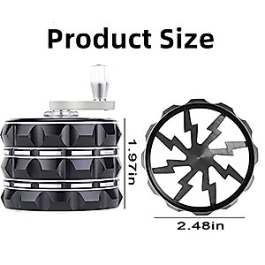 2.5 Inch Hand Crank Grinder, Potable Large Grinder With Clear Top Cover, Best Gift(Black)