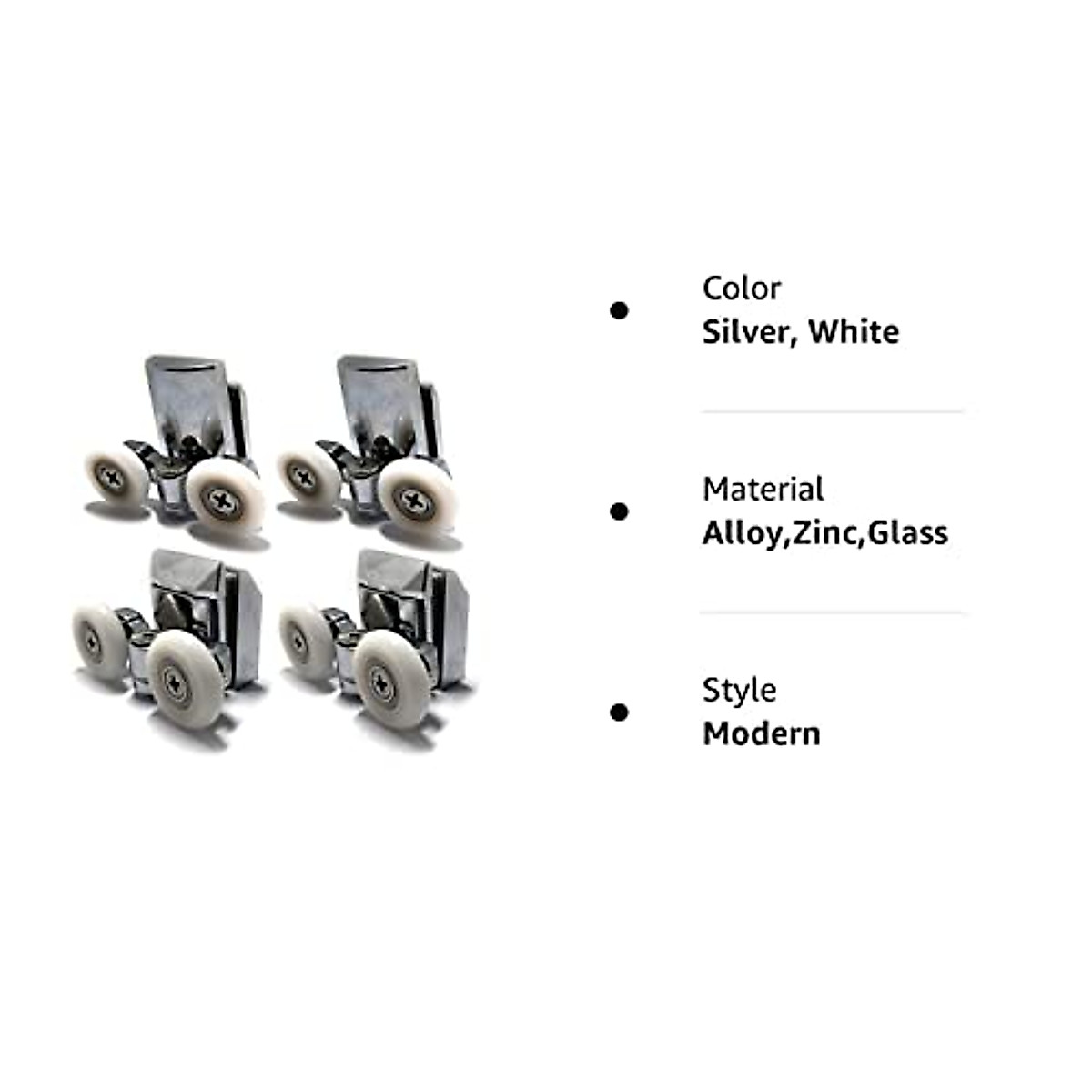 Smooth Zinc Alloy Shower Door Runners 23mm Twin Shower Door Rollers 2top 2bottom 4pcs