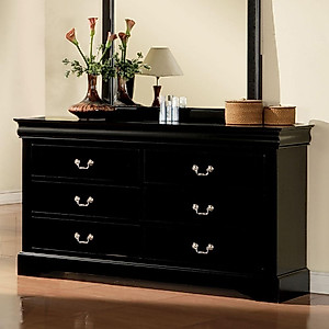 Acme Louis Philippe III Wooden 6-Drawer Dresser in Black