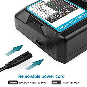 Powilling DC18RC Lithium-Ion Battery Charger with LED Screen for Makita 14.4V-18V Lithium-ion Battery BL1830 BL1840 BL1850 BL1815
