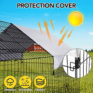 Chicken Coop Run Cage Upgrade 86.6"×40"×38" Metal Chicken Fence Pen Pet Playpen Enclosures with Protection Cover&Ground Nail,Cage Indoor Outdoor Yard for Small Animals Cat Hen Duck Rabbit