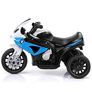 Costzon Licensed BMW Kids Electric 3-Wheel Ride-On Motorcycle Toy for Boys & Girls, with Headlights, Music and Battery Powered Pedal