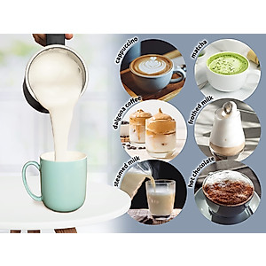 Zulay Kitchen 4-in-1 Milk Steamer - Automatic Milk Frother Electric (10oz/300ml) - Milk Frother and Steamer - Stainless Steel Electric Milk Frother For Latte, Cappuccino, Hot Chocolate (Turbo Black)