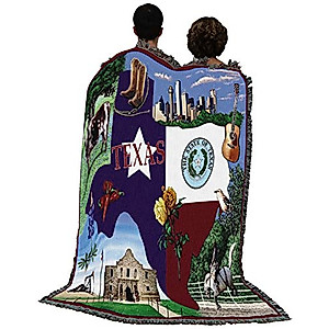 Pure Country Weavers State of Texas Blanket - Gift Tapestry Throw Woven from Cotton - Made in The USA (72x54)